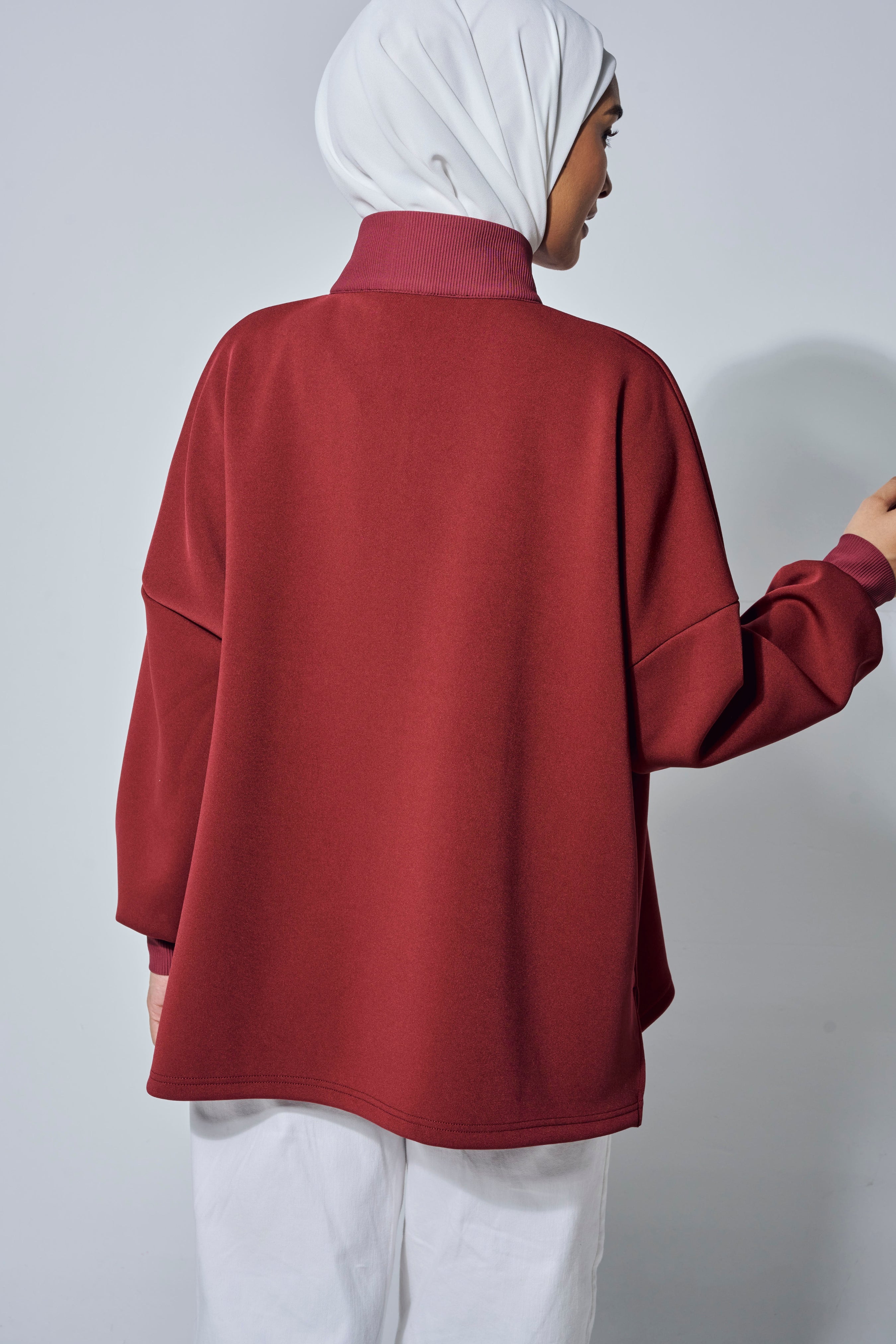 Chloe High Neck Athleisure Top in Burgundy – NADA