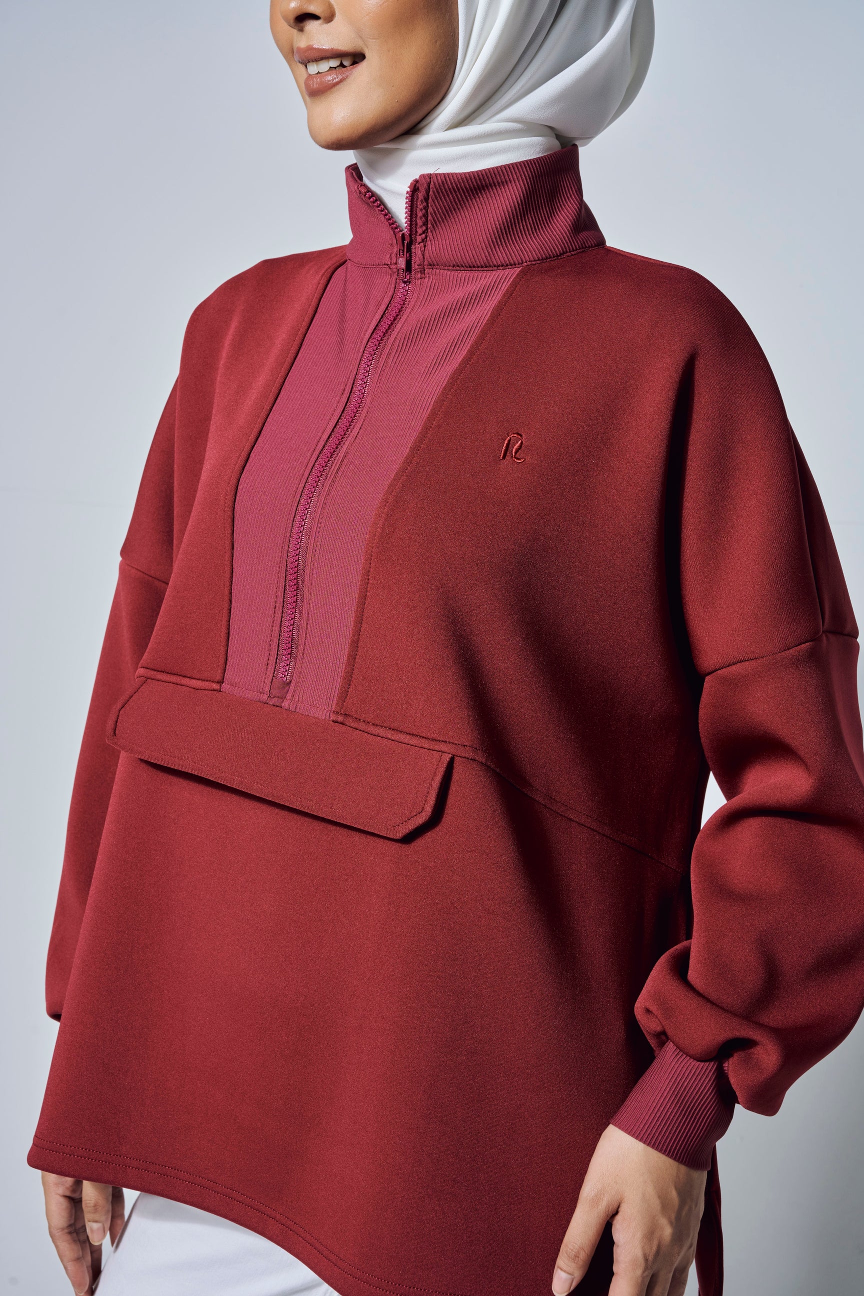 Chloe High Neck Athleisure Top in Burgundy – NADA